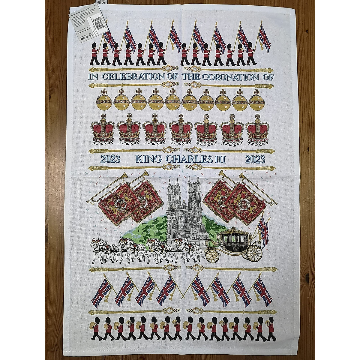 Ulster Weavers Tea Towel Cotton, Durable & Machine Washable, Eco-Friendly Design, Ideal Size, King Charles Coronation, Red