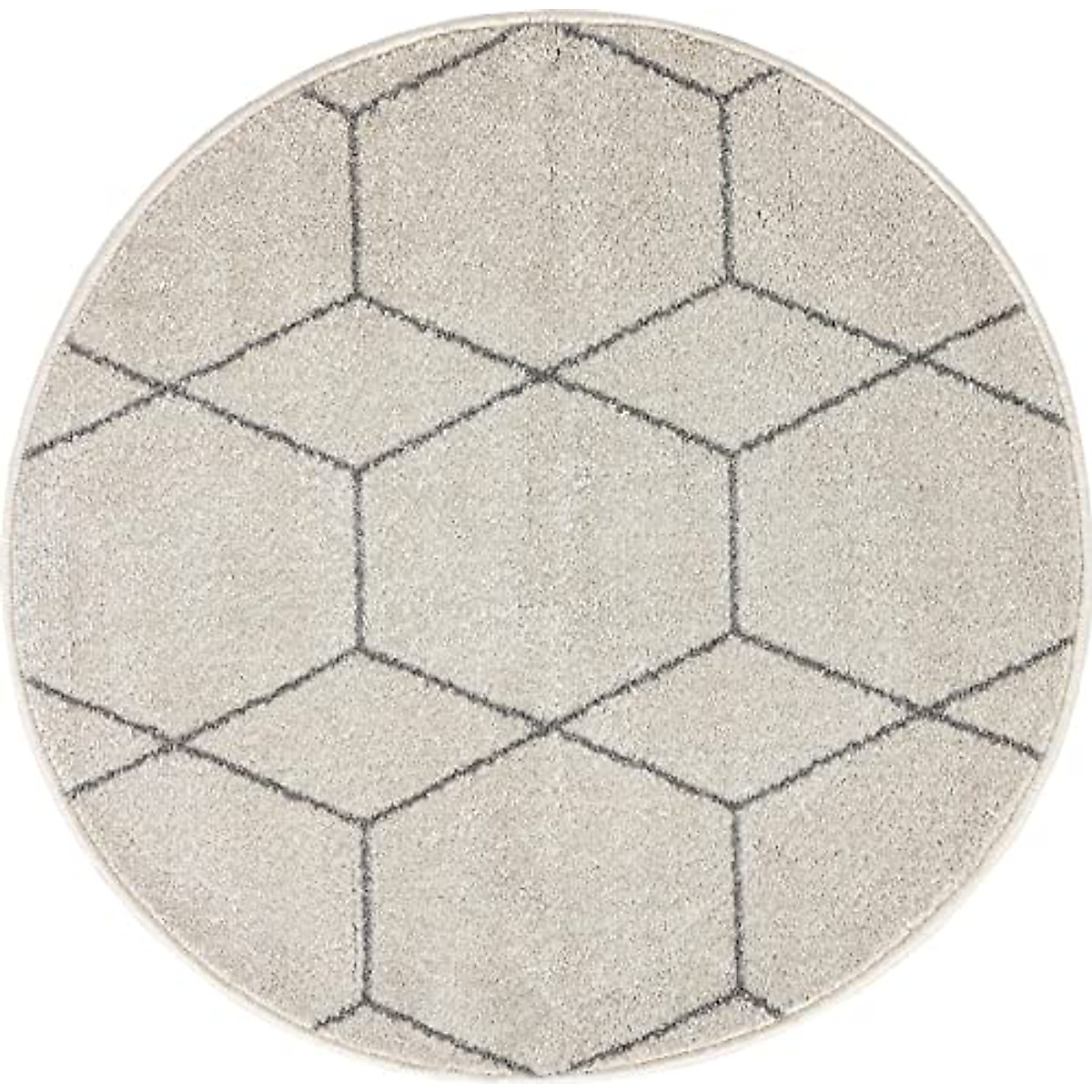 Unique Loom Trellis Frieze Collection Area Rug - Geometric (3' Round, Ivory/ Gray)