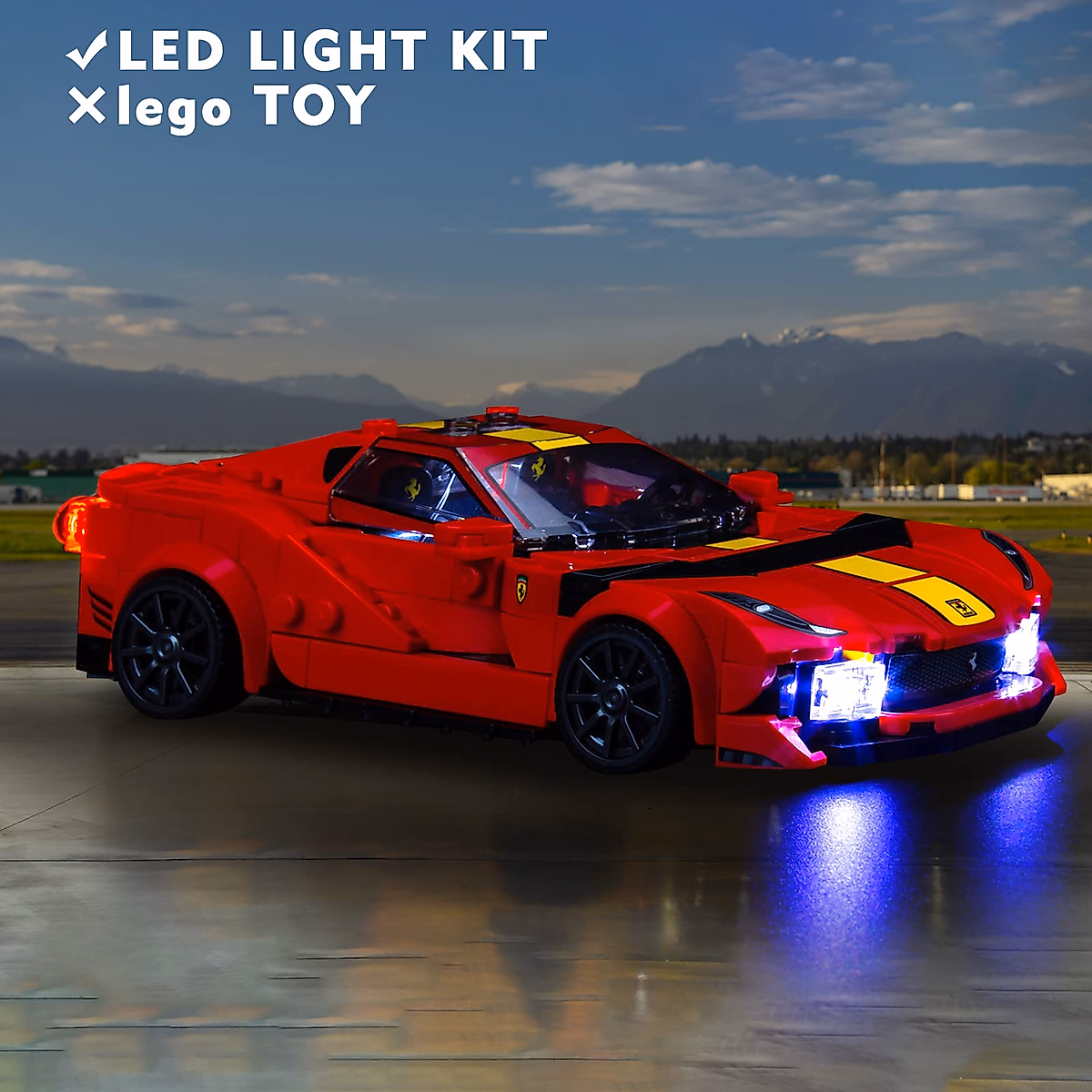 VONADO LED Light Kit Compatible with Lego Speed Champions Ferrari 812 Competizione 76914, DIY Lighting Set Compatible with Lego Ferrari 76914 Race Vehicle (NO Model)