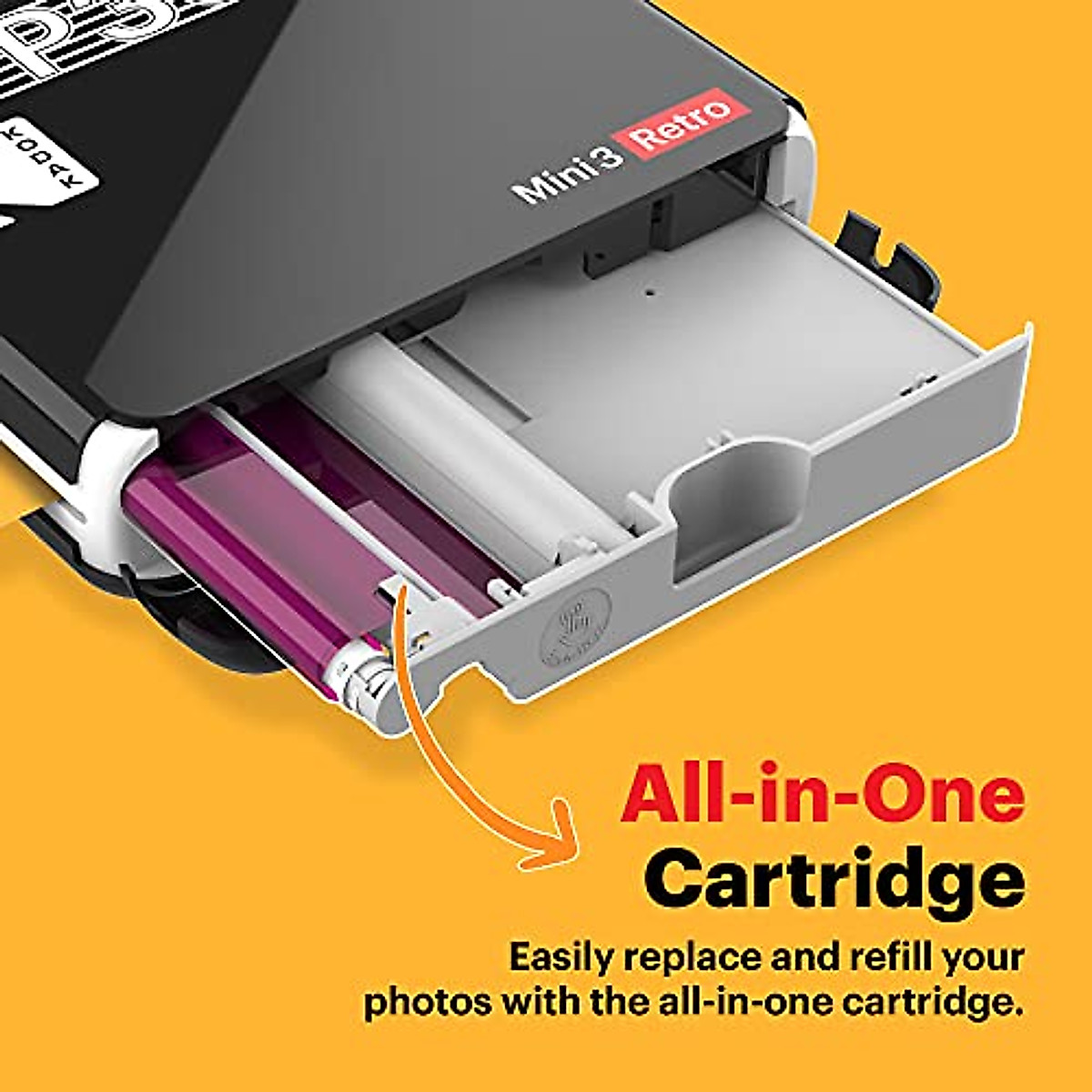 KODAK 4PASS Film Cartridge (3x3") for KODAK Mini 3 Retro and Mini Shot 3 Retro, 60 Sheets