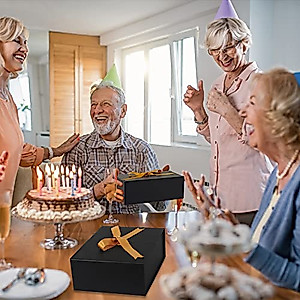 Gift Boxes with Lids Pack of 1, 8.5"x8"x4" Small Black Gift Box with Ribbon Card Fancy Gift Wrap Boxes for Wrapping Presents Festival Anniversary, Birthday, Weddings, Groomsmen Proposal Boxes