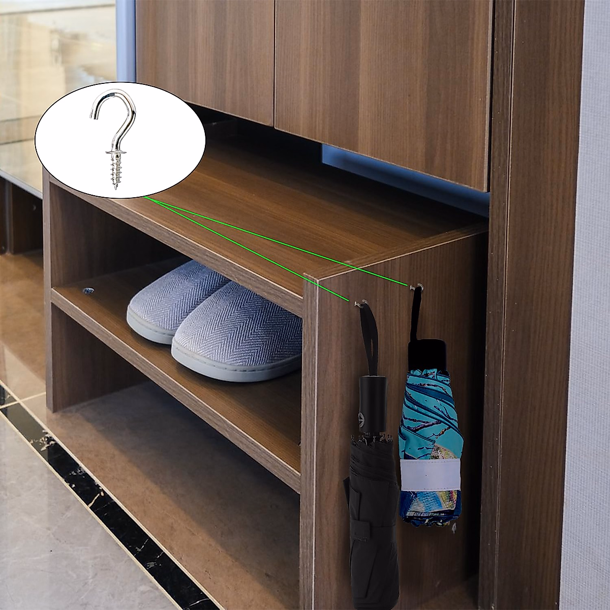 100 Pcs Small Screw Hooks, 1/2 Inch Screw-in Hooks Copper Plated Metal Cup Hooks, Mini Metal Screw Wood Ceiling Wall Hooks for Jewelries Crafts Keys Caps String Plants Lights Wreaths, Silvery