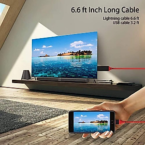 [Apple MFi Certified] Lightning to HDMI Cable Adapter Compatible with iPhone, 1080P Digital Sync Screen Audio&Video Adapter with Charge Port Connector to HD TV/Projector/Monitor Support OS