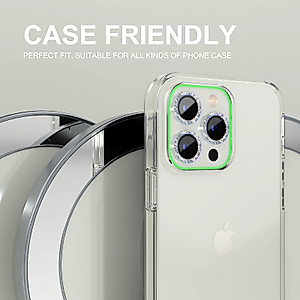 Choiche [3+1] for iPhone 14 Pro/iPhone 14 Pro Max Camera Lens Protector Bling, 9H Tempered Glass Camera Cover Screen Protector Metal Ring Decoration Accessories (Glitter-Silver)