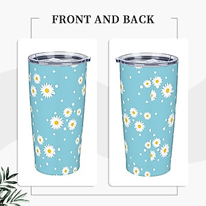 20oz Tumbler Splendid Little Daisy Double Wall Vacuum Insulated Coffee Mug with Lid and Metal Straw Brush Reusable Stainless Steel Water Bottle Travel Cup Gifts for Car Ice Drinks Hot Beverage