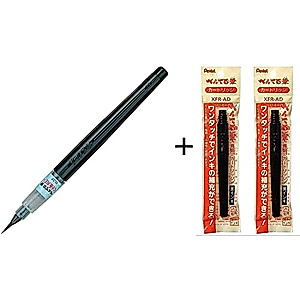 Pentel Fude Brush Pen Extra Fine (XFL2F) + Cartridge (XFR-AD) 2-Pack