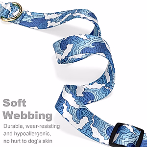 Rnivvi Dog Collar for Small Dogs, Cute Heavy Duty Adjustable Puppy Collar with Quick Release Buckle for Boy Girl & Female, Pet Accessories for Walking Running, S Length 3/4" Width, Japanese Style Wave