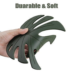 Generic Silicone Trivet Mat Set of 2, Monstera Pot Holders for Hot Pots and Pans, Soft Rubber Multi-Use Trivets for Kitchen Countertops, Tables, Non Slip Coasters, Large, Green