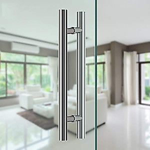 Klauer Barn Door Handle Stainless Steel Round Pipe Door Handle/Tempered Glass Door Push-Pull Handle/Sliding Barn Door Handle for Office, Hotel, Home - 3 Lengths (Size : 600×400mm) (Size : 600x400mm)