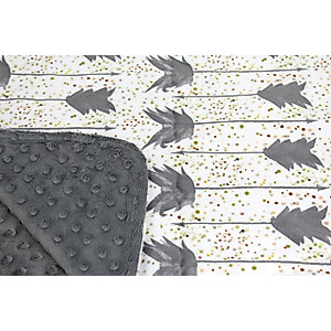 Dear Baby Gear Deluxe Baby Blankets, Custom Minky Print, Grey Arrows on Confetti, Grey Minky Dot
