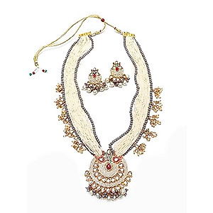 OZANOO Kundan Necklaces Set For Women And Girls, Kundan Necklace Set Jaipuri Jewellery/Indian Traditional Jewellery Set For Women And Girls, Necklaces