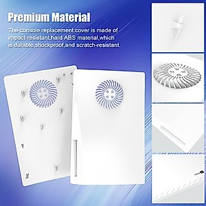 Heiko Premium ABS Replacement Shell for PS5 Disc Edition, Upgrade Your Console with This Heiko Replacement Shell Featuring Cooling Vents and a Sleek Design, Easy to Install and fits Perfectly(White)