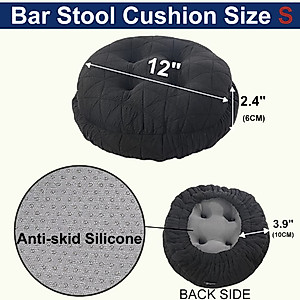BUYUE Seat Cushion for Round Bar Stool, Dia.12 Luxury Fashion Jacquard with Anti-Skid Silicone Bar Stool Cushion Padded (Black, S,1 Count)