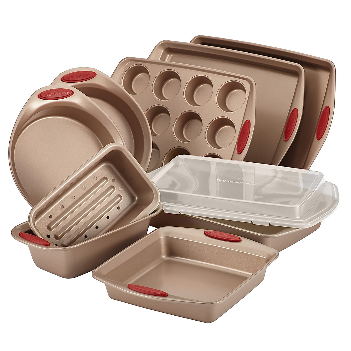 Rachael Ray Cucina Nonstick Bakeware Set with Pyrex Glass Measuring Cups (10 Piece)
