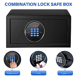 1.2 cu ft Fireproof Safe Box, Anti-Theft Hotel Safe with Combination Lock, Hidden Home Safe for Laptop Documents Money Medicine Firearm Valuables