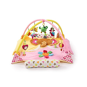 KUANDARM Elephants Pattern Baby Gym Activity Play Mat Fitness Frame with Pendant Toys Infants Activity Centre Newborn Gift, Pink