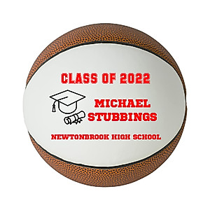 Personalized Custom Graduation 2024 Basketball Gift - Graduation Class of 2024 - Graduation Gift for Boy - Graduation Gift for Girl (Mini Basketball, RedText)