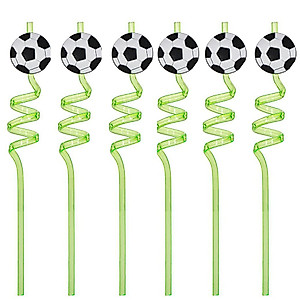12 Pack Drinking Staws Soccer Ball Party Supplies Soccer Theme Party Favors
