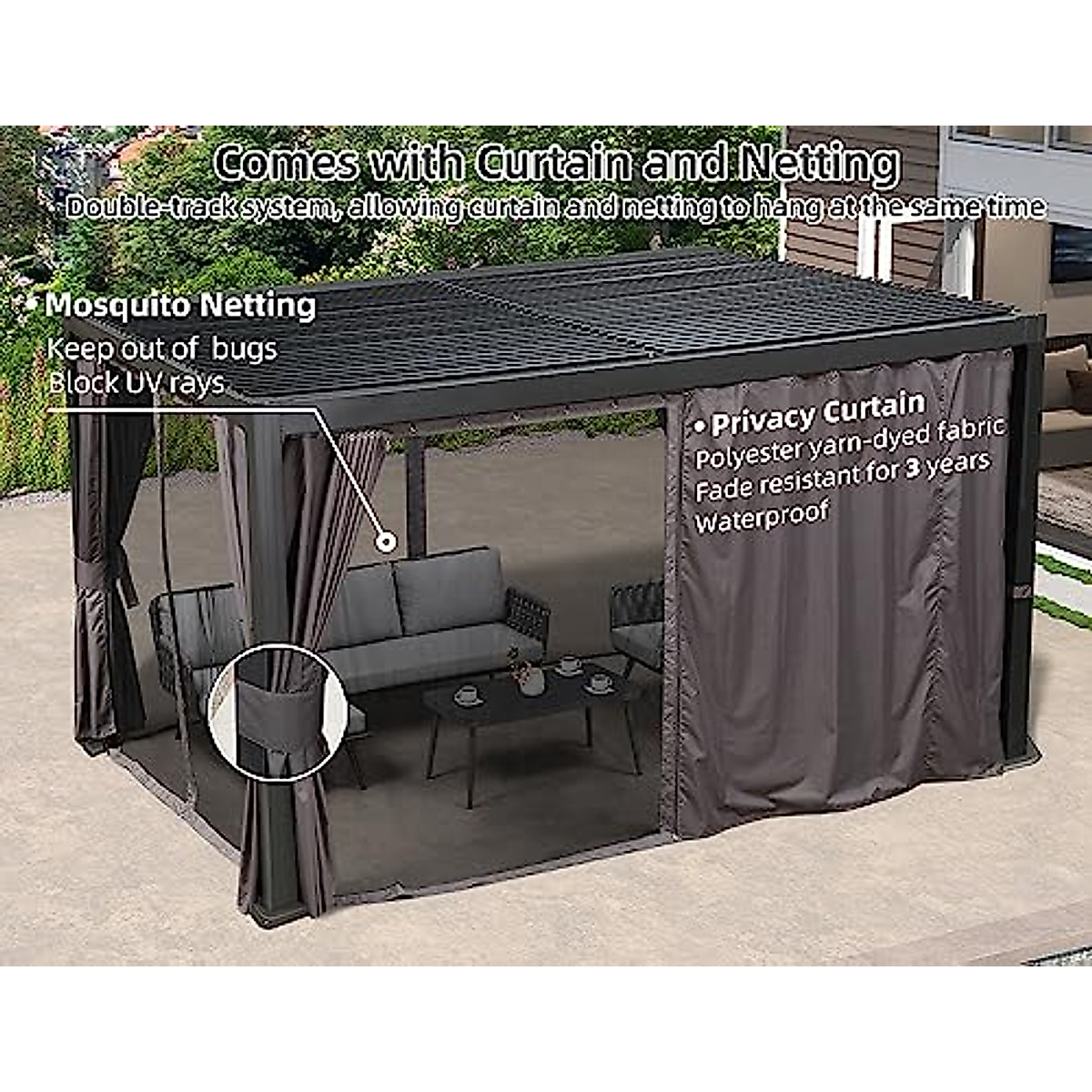 PURPLE LEAF Outdoor Louvered Pergola 10' × 13' Adjustable Metal Roof Hardtop Gazebo