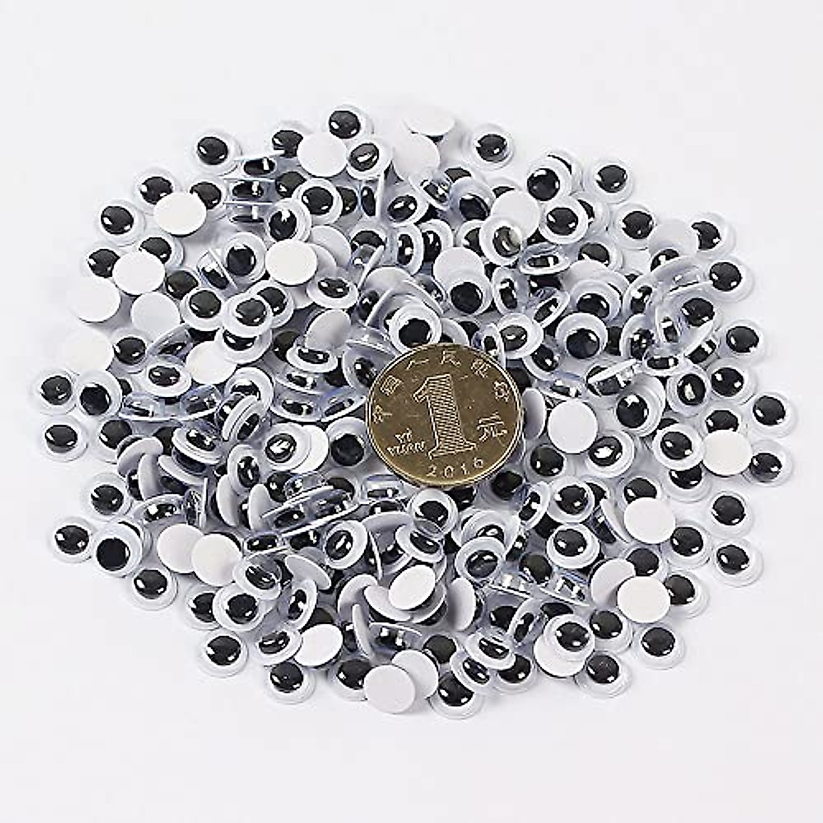 200 Pieces DIY Wiggly Googly Eyes Black White Self-Adhesive Doll Eye Movable Simulation Animal Eyeball Craft Supplies (8mm)