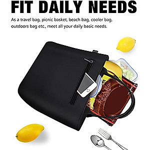 Aosbos Lunch Bag Women Insulated Thermal Lunch Box Cooler Tote Bag Reusable Food Organizer Adult (Black)