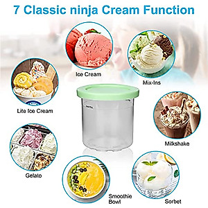 AZLESLOG 16 oz. Containers | Extra Replacement Pints and Lids - Compatible with NC300, NC301,CN305A, NC299AM Series Ice Cream Makers, Airtight and Dishwasher Safe (Green+Grey-2 Pack)