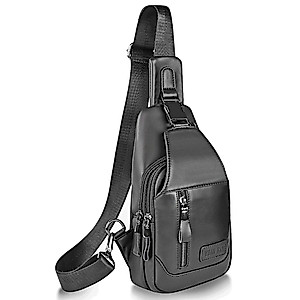 Leather Sling Bag Purse Chest Shoulder Backpack,Crossbody Bags for Men Outdoors