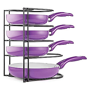 Mindspace Pan Organizer Rack, Pot lid Organizer for Cabinet Storage, Pantry Organizer, Pot Lid Organizer Rack for Kitchen Counter | 5-Tier Heavy-Duty Pan Rack | The Wire Collection, Black