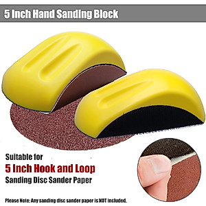 Yakamoz 2Pcs Hand Sanding Blocks, 5 Inch Hook Loop Sanding Block Foam Hand Sander Backing Pads for 5 Inch Hook and Loop Sanding Discs Sandpapers