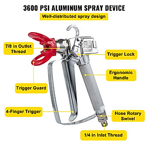 VEVOR Airless Paint Spray Hose Kit, 50ft 3600psi High-Pressure Fiber Tube with 8" Extension Rod Pole, Including 517 Tip and Tip Guard, 1/4" Swivel Joint for Homes Buildings Decks or Fences