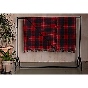The Scotland Kilt Company Picnic Rug Scottish Tartan Throw in Fraser Red - Warm 100% Wool Travel Blanket with Fringed Edges - 60 x 70