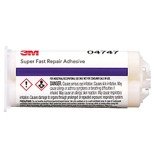 3M Super-Fast Repair Adhesive, 04747, Tranlucent Color,Two-Component, Semi-Rigid, Urethane Adhesive, 47.3 mL/1.6 fl oz Cartridge