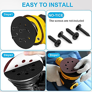Fibvaxm 4 Pack Orbital-Sander Replacement Pad, for DeWalt DWE6421 6421K DWE6423 6423K DCW210B DWE64233 and N329079 Replacement Pad, 5 Inch 8 Hole Hook and Loop Metal for Sander Pads More Enduring
