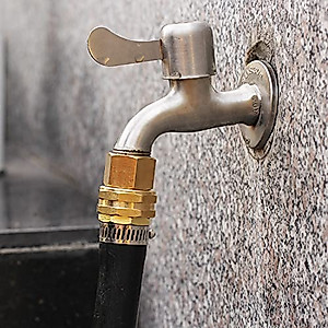 YELUN Garden Hose Fittings Connectors Adapter Solid Brass Repair Double Female to Female dual water hose connector(3/4" GHT Female to 1/2" NPT Female) (4-PCS)