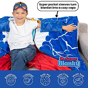 Super Blanky Kids Wearable Blanket - Lightning Bolt Blanket for Kids with Mask - Cozy Plush for Pretend Play, Bedtime, or Gifts - Perfect Birthday or Christmas Gift for Boys - Wearable Blanket Kids