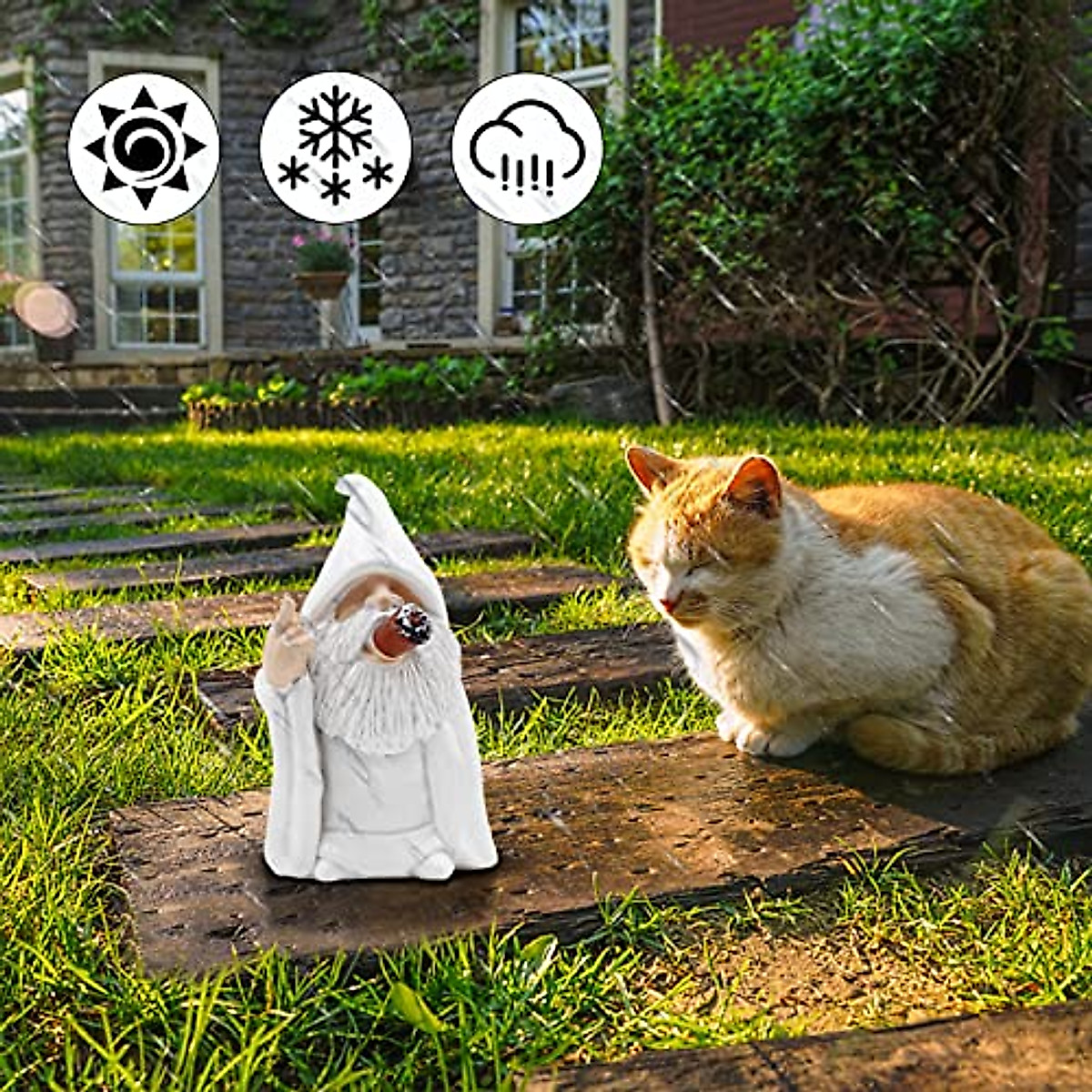 BBdis Funny Garden Gnome Statue,5.9in Naughty Mini Smoking Middle Finger Gnomes Statue for Fairy Garden,Indoor or Outdoor Lawn Garden Christmas Decorations Housewarming Garden Gifts