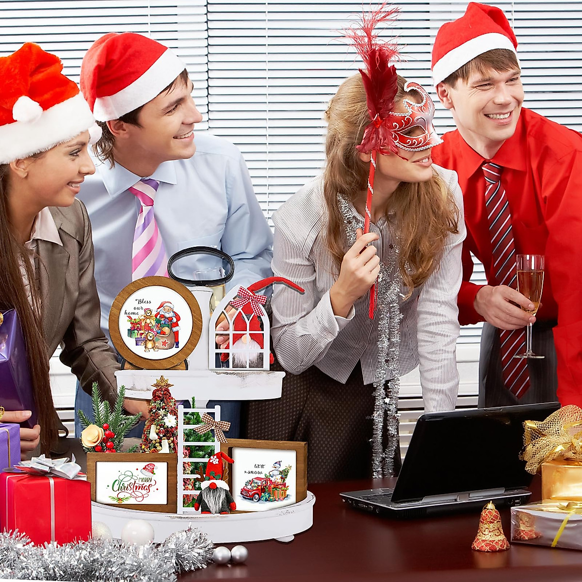 St. Patrick's Day Tiered Tray Decor St. Patrick's Day Decorations Interchangeable Decor with Wooden Frames, Arch, Ladder and 18 Cards Cards Including 36 Patterns, (36 Pattern)