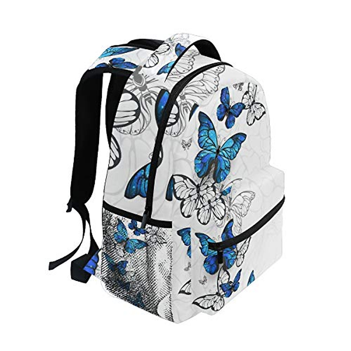 Blue White Butterfly Laptop Backpack, Travel Computer Bag for Women & Men, College School Bookbag Backpack for Students(m)
