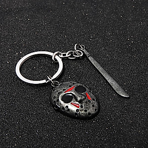 FunBoat Halloween Horror Jason Mask Keychain - Classic Horror Movie Costume Charm - Halloween Gifts for Women Men