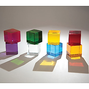 TickiT Perception Cubes - Set of 8 - Assorted Colors - Transparent Manipulatives for Visual Sensory Play - Observe Light and Color-Mixing - Light Panel Accessory