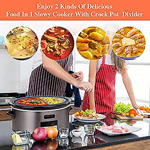 Nantala Slow Cooker Liners, 2 IN 1 Silicone Slow Cooker Divider Liners for 6 Quart Pot, BPA-Free & Reusable & Dishwasher Safe, Cooking Liners for Crock-Pot 6-7 Quart Oval Slow Cooke（Red+Blue）