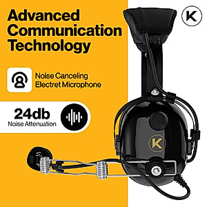 KORE AVIATION P1 General Aviation Headset for Pilots | Mono, Passive Noise Reduction, Noise Canceling Microphone, Acoustic Ear Cup, AUX Port, GA Dual Plug with Headset Bag (2 Items)