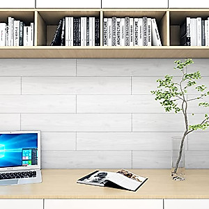 LaCheery 36"x6" 18 Tiles Bathroom Floor Tiles Peel and Stick Waterproof Sticky Floor Tile Grey White Oak Wood Plank Vinyl Flooring Tiles Peel and Stick for Bathroom Self Adhesive Vinyl Floor Tiles