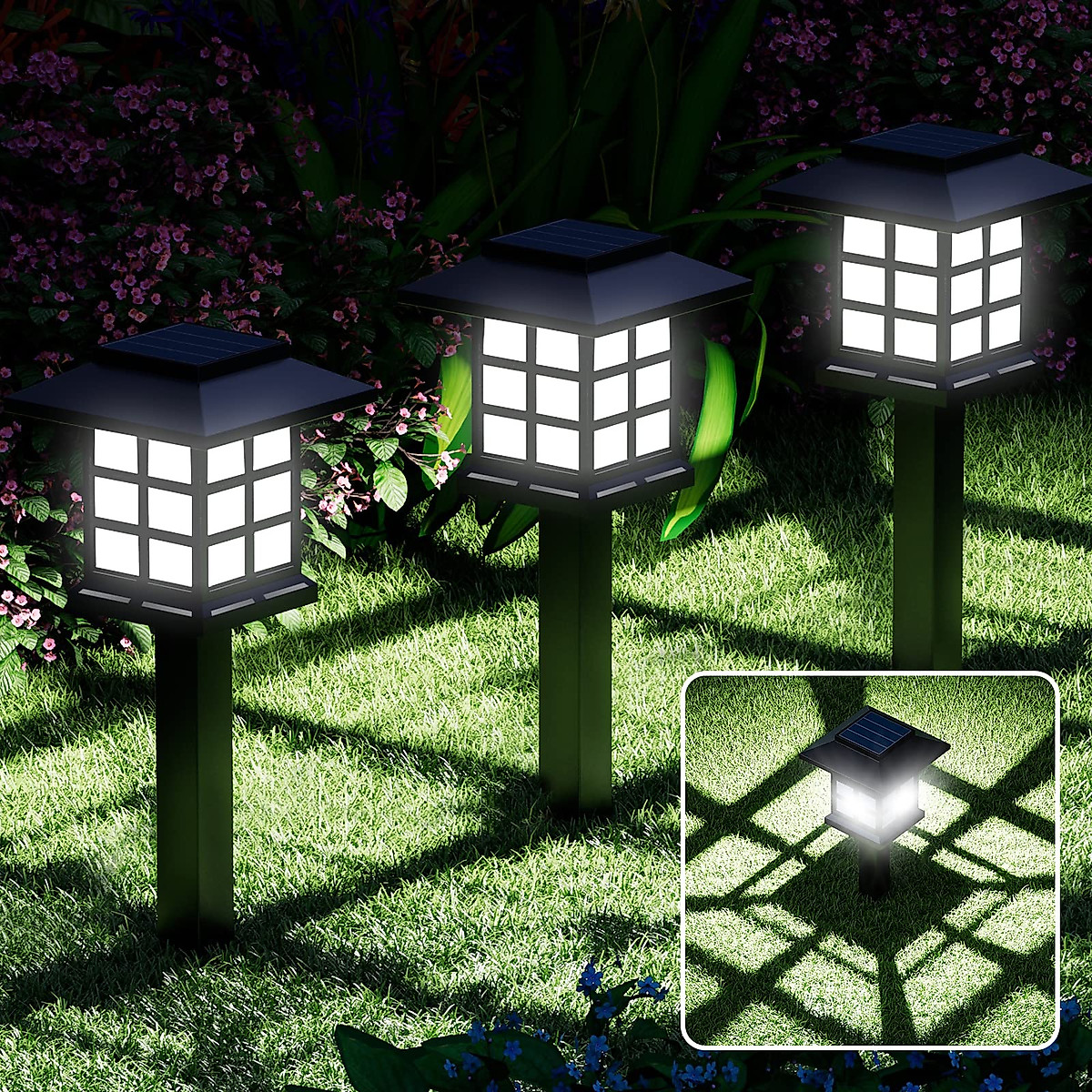 Beassla Solar Garden Outdoor Lights 12 Pack, 12 Hrs Long-Lasting Waterproof Pathway Lights Solar Powered Auto On/Off, Decorative for Landscape Walkway Driveway Patio Yard & Lawn