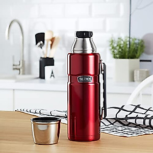THERMOS Stainless King Flask, Red, 1.2 L