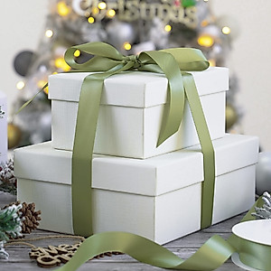 HUIHUANG Satin Ribbon 1 inch Sage Green Ribbon 50 Yards Double Face Silk Satin Ribbons for Crafts Spring Moss Ribbon for Gift Wrapping Bows Floral Bouquet Cake Wedding Invitation Card Party Decor