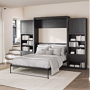 Signature Sleep Queen Wall Bed Cabinet Bundle in Black Oak
