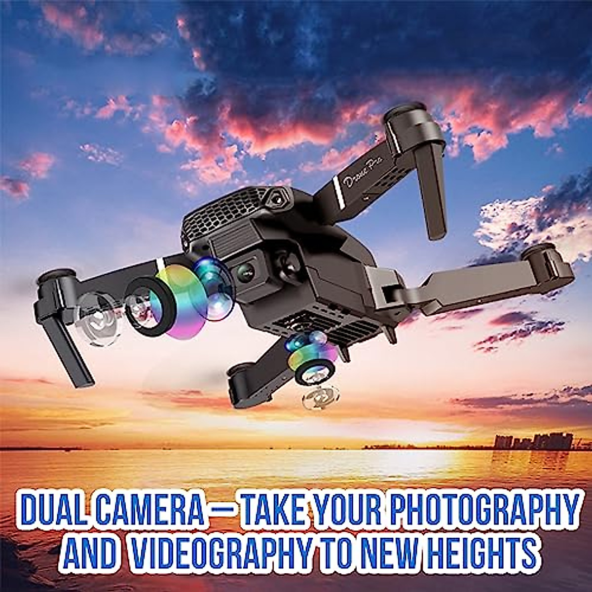 TheUrbanGeek E88 Drone with Dual Camera - Foldable FPV Live Video RC Quadcopter with Altitude Hold, One Key Return, 360 Degree Flip, Intelligent Control - Remote & App Control - Black