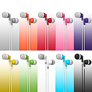 Maeline Bulk Earbuds with 3.5 mm Headphone Plug - 10 Pack Wholesale Bundle - Multi Color