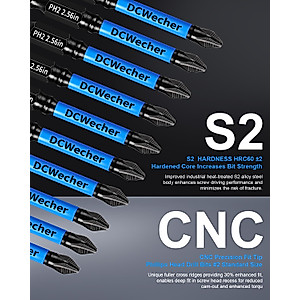 12-Pack 2 Phillips Bits, Professional CNC Anti-Slip Phillips Impact Driver Bits #2, 1 IN to 6 IN Long Screwdriver Bits, Phillips Head Drill Bits S2 Alloy Steel, Magnetic Phillips Bit, Ph2 Bits